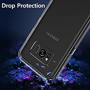 Rayboen for Samsung Galaxy S8 Phone Case Crystal Clear Design Shockproof Non-Slip Protective Samsung s8 Hard Plastic Phone Case PC Back & Soft TPU Frame Slim Fit S8 Cover Support Wireless Charging