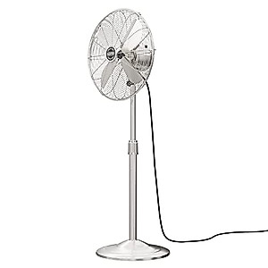 Hunter Classic S16 Oscillating Standing Fan Adjustable Height 16 Inch, 3 Speeds, Brushed Nickel, 97317
