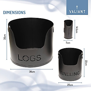 Valiant 3-Piece Fireside Metal Storage Set Black