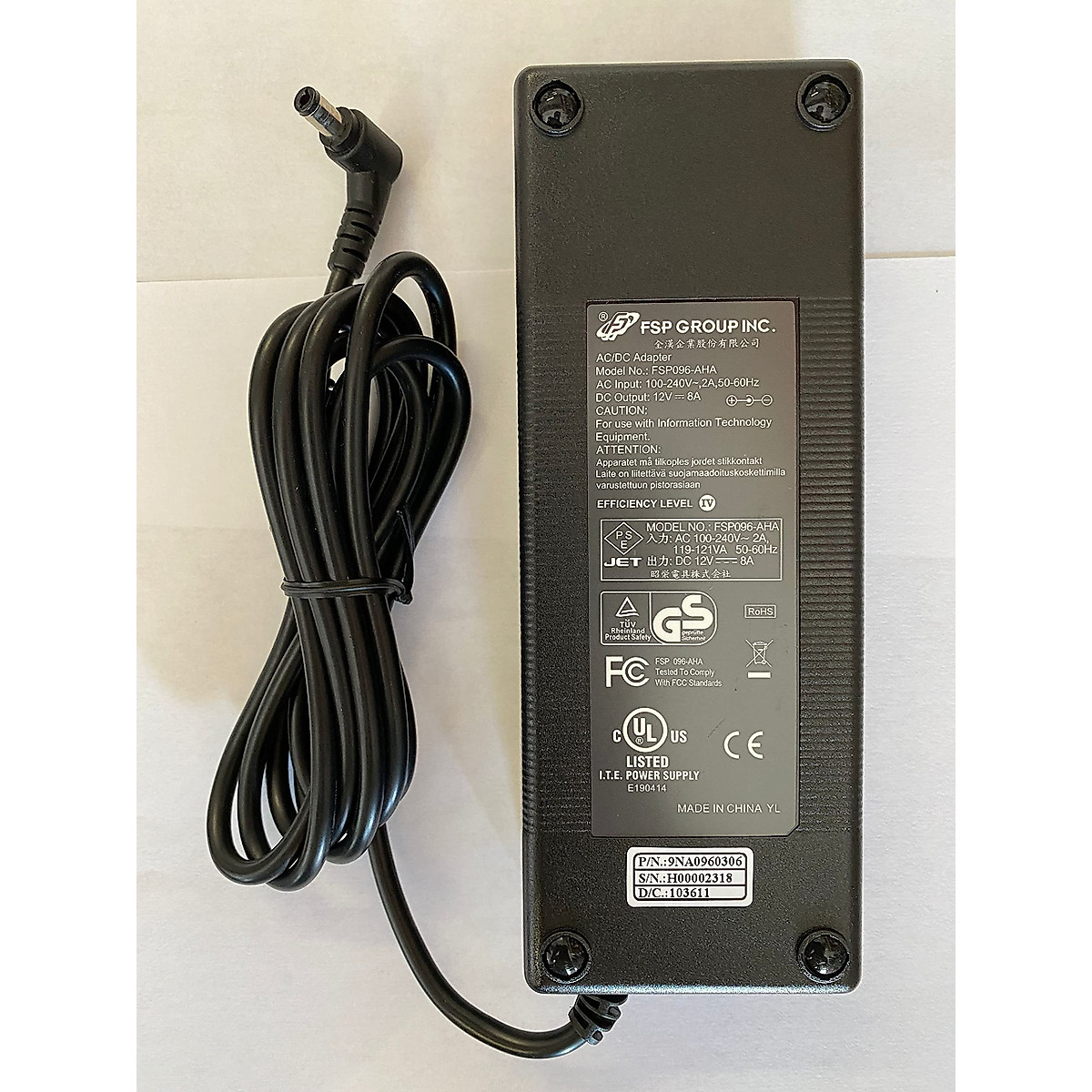 Original FSP 12V UL AC/DC Adapter Compatible with Symbol CRD9000 CRD9000-1001SR CRD9000-1000 Motorola Slot Barcode Scanner Zebra Charging Dock Cradle 12VDC 9A Power Supply Cord PS Battery Charger PSU