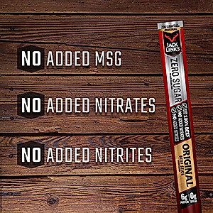 Jack Link's Beef Sticks, Zero Sugar, Original – Protein Snack, Meat Stick with 6g of Protein, Made with 100% Beef, No Added MSG – 0.92 Oz (Pack of 20)