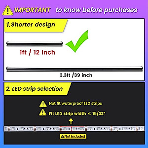 Muzata 10Pack 1FT/12inch Excellent Spotless LED Channel System with Milky White Cover Black Aluminum U Shape LED Strip Diffuser Channel U108 BW 0.3M