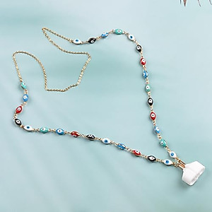 YWJRINDFL Female Magnetic Anti-Lost Strap Holder Chain Gold Eye Beads Necklace Leash String for Airpods 1 2 3 Pro