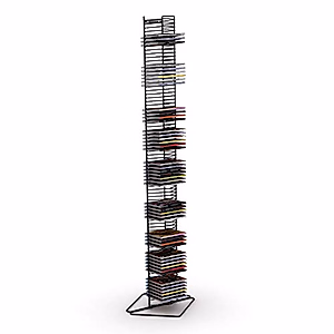 Atlantic Onyx Wire CD Tower - Holds 80 CDs in Matte Black Steel, PN 1248
