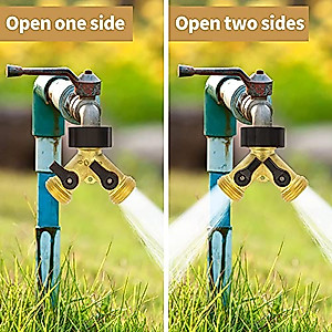 AUTOMAN Hose Splitter 2 Way | Brass Garden Hose Splitter | 100% Rustproof Water Hose Splitter with Adjustable Flow Valves | Seamless Design & 2 Extra Rubber Washers | 3/4" Y Connector Hose Adapter.