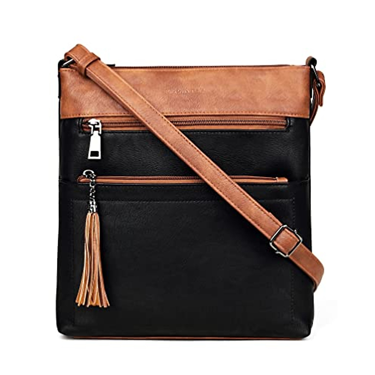 MASINTOR Crossbody Purses for Women, Multi Pocket Casual Crossbody Bag, Adjustable Strap Shoulder Bag with Tassel