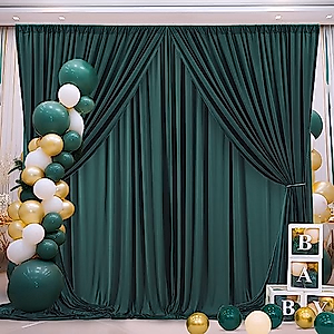 30ft×10ft Wrinkle Free Blackish Green Backdrop Curtain for Party Wedding 6 Panels 5ft×10ft Hunter Green Polyester Drapes for Curtain Backdrop Decor Birthday Baptism Photography Baby Shower