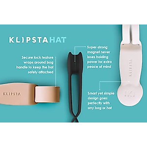 KLIPSTA Hat Clip - Magnetic Hat Holder for Traveling Bags, Backpacks, Purses, Totes and More, Hands Free Bag Accessory (Black)