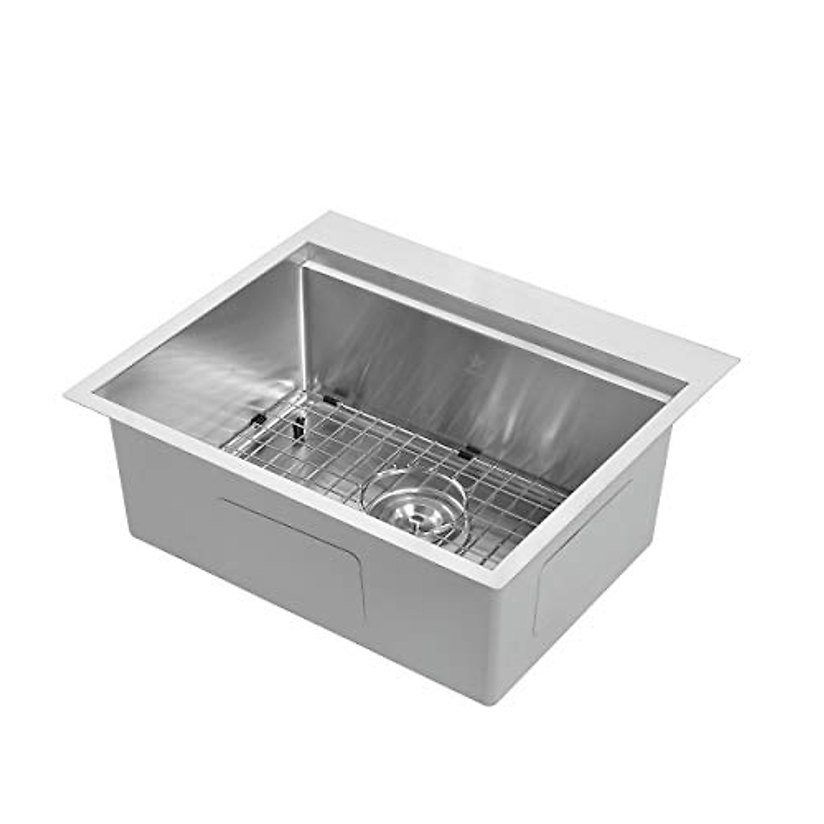 STARSTAR Workstation Ledge Topmount/Drop-in Single Bowl 304 Stainless Steel Kitchen/Yard/Bar/Laundry/Office Sink, With Grid, Colander, Cutting Board, Strainer (23 x 20 x 9-Black Colander)