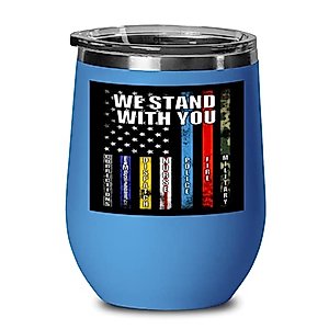 Corrections EMS Dispatch Nurse Police Fire Military Wine Glass, Blue Stainless Steel Insulated Tumbler With Lid, Great Present Idea