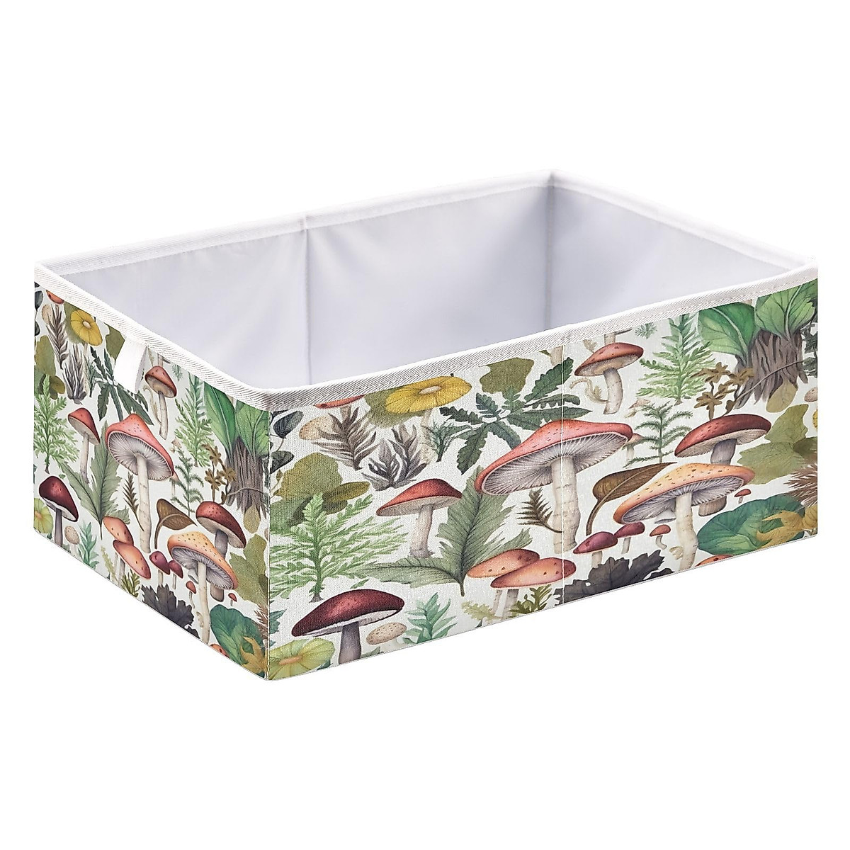 Haskirky Wild Mushroom Foldable Collapsible Storage Box Bins,11x11x11 Inch Cubes Baskets Fabric Storage Bins with Handles for Shelves Nursery Closet Home Decor