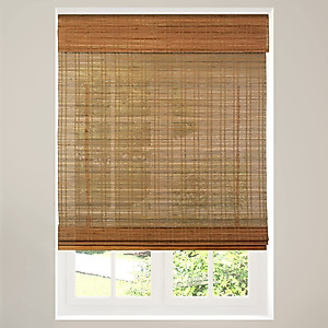 CALYX INTERIORS Cordless Bamboo Roman Shade Blind, Light Filtering, 26.5" W x 48" H, Ceylon Light Russet