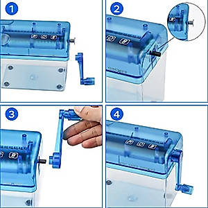 JIKIOU Mini Hand Shredder Portable Paper Shredder Manual Shredder Documents Paper Cutting Tool Home Office Desktop Stationery Blue