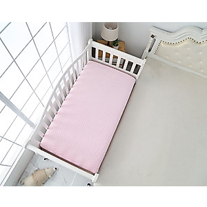 DONOMILO Crib Mattress Protector, suitable for 52inch×28inch Standard Crib, Minky Dots Fabric Super Soft Anti Slip Durable Toddler Crib Mattress Pad Cover, for Baby Boy Baby Girls (Blushing Bride)