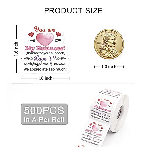 You are The Love of My Business Stickers,Thank You Stickers,Small Shop Stickers,Mail Envelopes Stickers Handmade Stickers for Small Business,Handmade Goods,Online Retailers,500 PCS