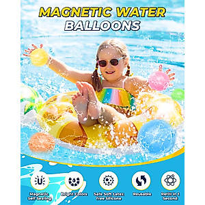 SOPPYCID Reusable Magnetic Water Balloons 15 Pcs, Water Bomb Self-sealing Quick Fill, Summer Outdoor Water Toys for Girls Boys Ages 3+, Outdoor Activities Water Fights, Summer Party, Beach Toys