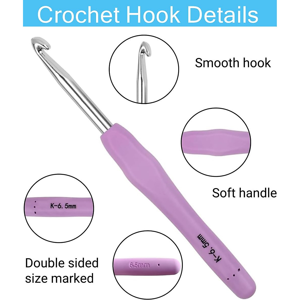 Crochet Hook Set,14 Sizes Crochet Hooks for Arthritic Hands,Crochet Hooks Ergonomic Soft Grip with Case,Crochet Needles(Size B-Size N)
