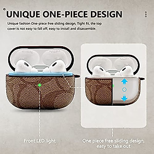 Case for AirPods Pro Case,6 in 1 Fashion Luxury PU Shockproof Anti-Slip Protective Cover Accessories Set for Airpod Pro Charging Case with Keychain/Ear Hook/Watch Band Holder/Anti-Lost Strap(Brown)