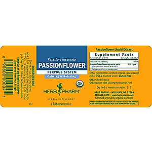 Herb Pharm Certified Organic Passionflower Extract for Mild and Occasional Anxiety - 1 Ounce