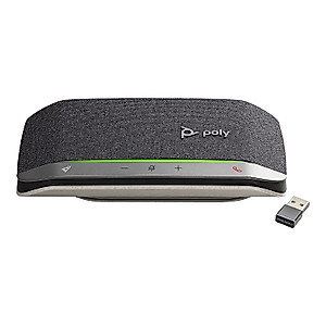 Poly - Sync 20+ Bluetooth Speakerphone (Plantronics) - Personal Portable Speakerphone - USB-C Bluetooth Adapter - Connect to Your PC/Mac/Cell Phone - Works with Teams, Zoom & More,Black