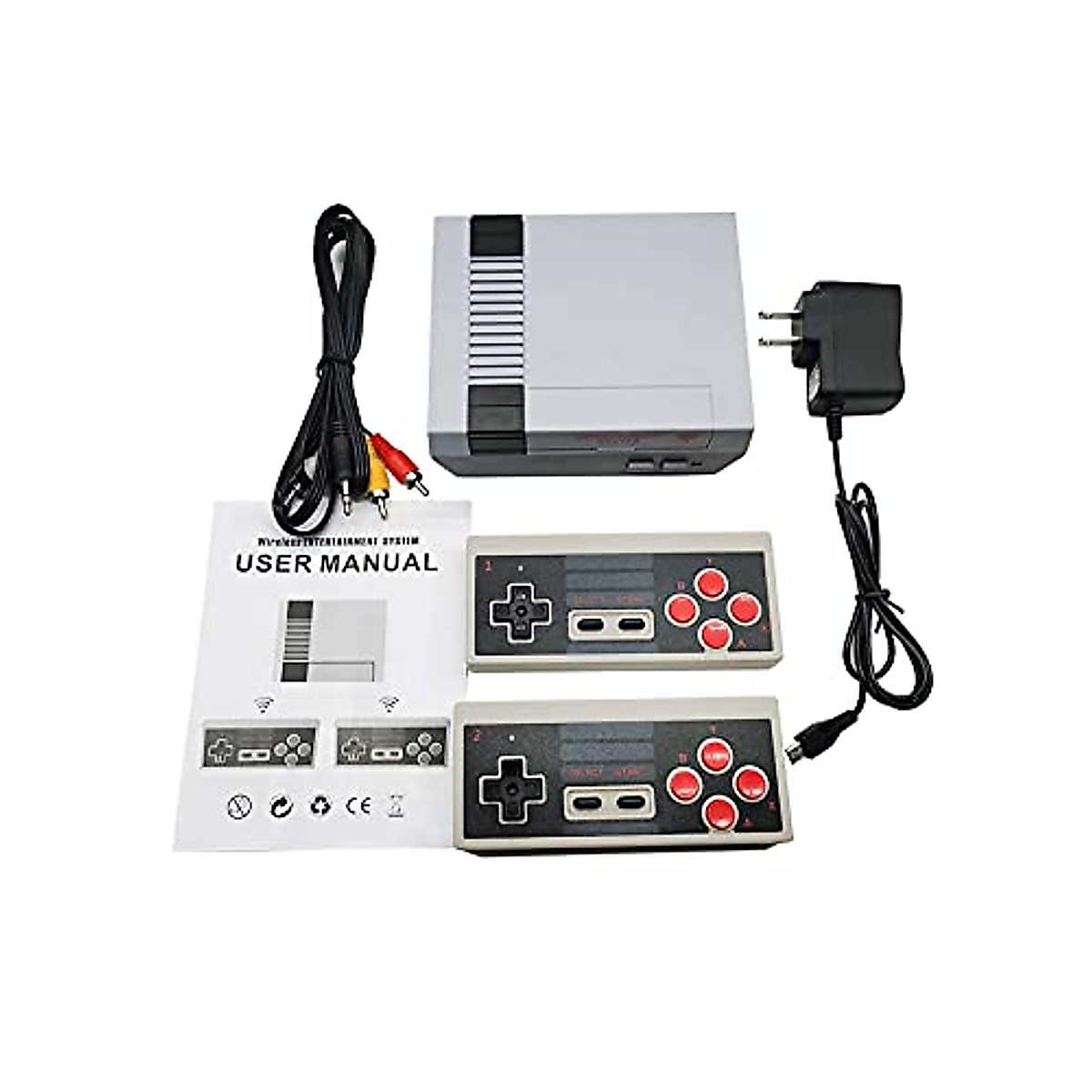 Generic Retro Wireless Video Game Console Classic Handheld Mini PC Game Player Built in 620 Games Dual Controller AV TV Game Machine for Kids,Children,Adult,Grey,18x14x7cm