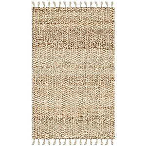 SAFAVIEH Natural Fiber Collection 2' x 3' Natural NF733A Handmade Farmhouse Fringe Premium Jute Accent Rug