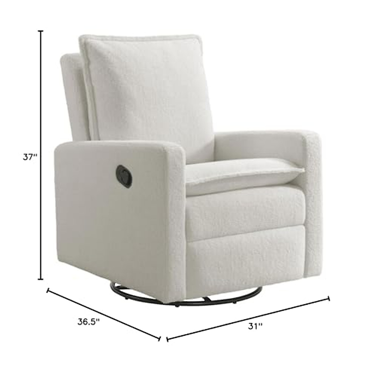 Oxford Baby Uptown Upholstered Swivel Glider and Recliner Nursery Chair, Boucle White