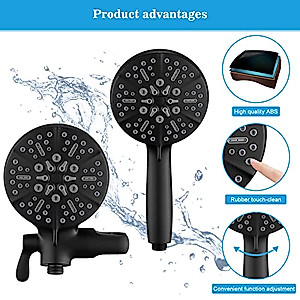 BONADE Black Shower Head, Black Handheld Shower with Shower Head the Perfect Combination Possession 7x7=49 Combinations of Functions to Take you to Enjoy a Luxurious Bath, Matte Black