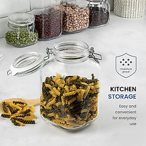 Bormioli Rocco Glass Fido Jars - 101½ Ounce (3 Liter) with hermetically Sealed hinged Airtight lid for Fermenting, Preserving, Bulk - dry Food Storage, With Paksh Novelty Chalkboard Label Set (2 Pack)