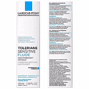 La Roche-Posay Toleriane Sensitive Fluide Protective Moisturizer, Lightweight Oil-Free Face Moisturizer, For Sensitive Skin