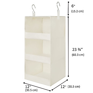 GRANNY SAYS 3-Shelf Hanging Organizer, Foldable Hanging Closet Storage, Closet Shelves Organizer for Camper, Beige, 29 ½" H X 12" W X 12" D, 2-Pack