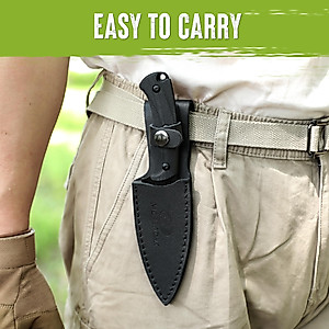 MOSSY OAK Hunting Knife with Sheath, 8.5-inch Full-tang Fixed Blade Knife, Outdoor Knives for Survival, Camping, Hiking (G10 Handle-Black)