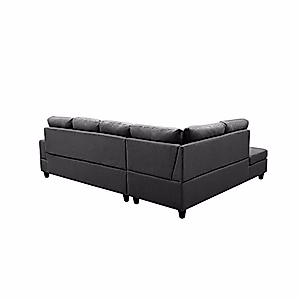 OPTOUGH L-Shape Fabric Sectional Couch for Living Room,Left Consort Sofa with Moveable Storage Ottoman and Two Pillows, Gray