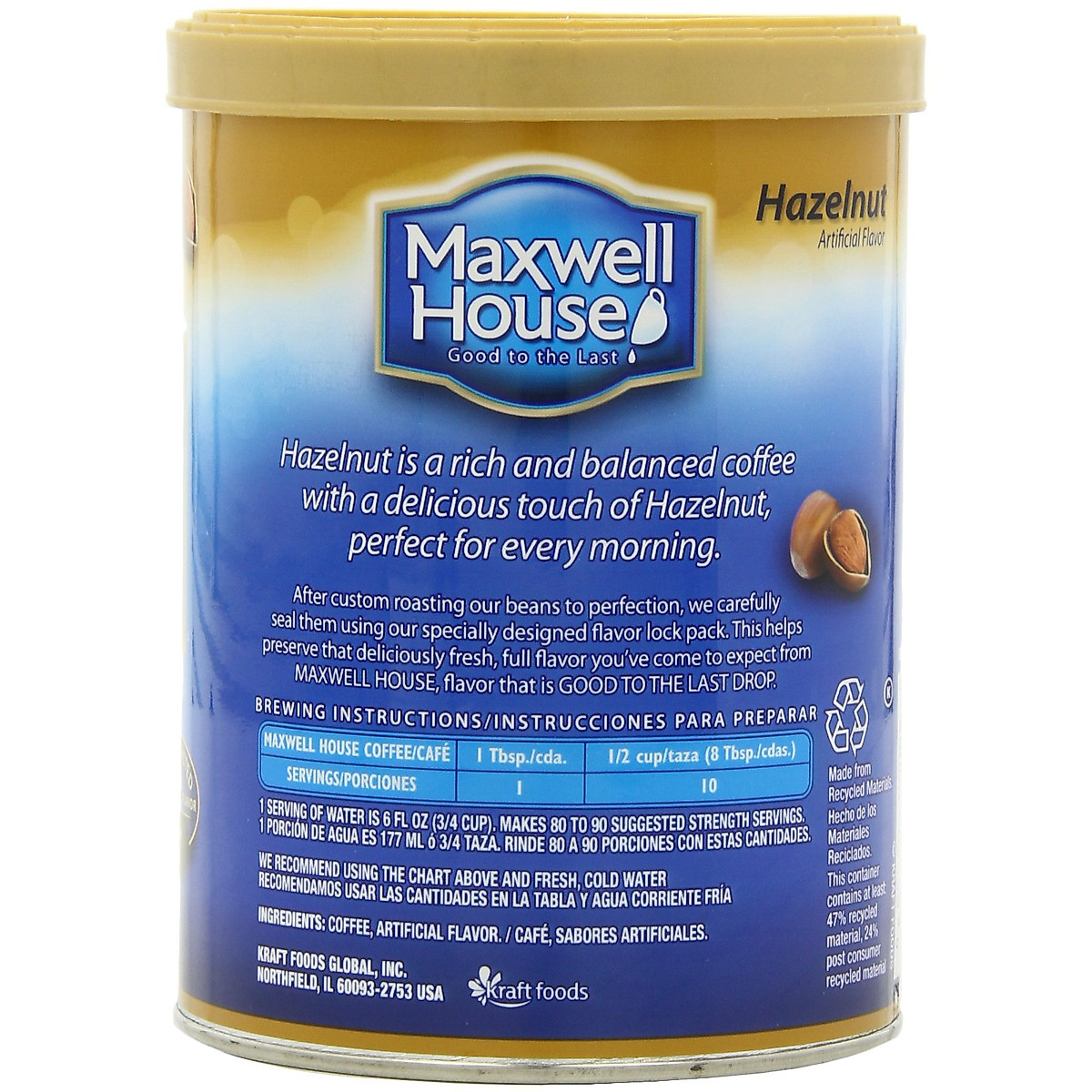 Maxwell House Hazelnut Ground Coffee, 11-Ounce Cannister (Pack of 3)