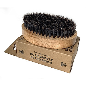 Beard & Bates Boar Bristle Beard Brush | Handcrafted, Large Full Size, Firm Bristles, Beech Wood Handle