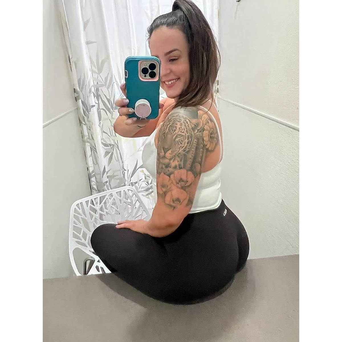 AUROLA Workout Leggings for Women Seamless Scrunch Tights Tummy Control Gym Fitness Girl Sport Active Yoga Pants-25'' (M, Black)