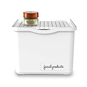 madesmart Small Stacking Lid Bin - White | STACK COLLECTION | Attached Clear Lid for Visibility | Multi-use Organizer | Non-slip Rubber Feet | - 79030