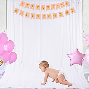 White Backdrop Curtains for Parties, 8ft*10ft Polyester Photography Backdrop Drapes Fabric Decoration for Wedding Birthday Party Baby Shower Bridal Shower Photoshoot