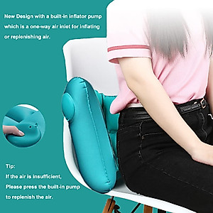 FLMAIPU Inflatable Travel Pillow, Lumbar Support Air Pillow for Traveling Airplanes/Cars/Buses/Trains/Office (Blue Reef)