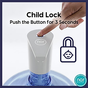 Narpump Whisper Ultra Silent, Very Fast Electric Water Bottle Pump, Drinking Water Dispenser Pump for 1-5 Gallon Water Jug, Portable Adapter with Child Lock for 5 Gallon Jug, USB Rechargeable, White