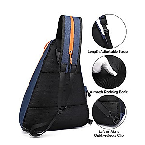 OUTPLORER Pickleball Bag for Men Women Pickleball Backpack Reversible Crossbody Sling Bag Sports Pickleball Sling Bag Adjustable Pickleball Backpack with Fence Hook (Neon Orange A, Middle)