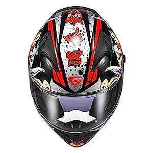 KYPARA Full Face Motorcycle Helmet with Internal Tinted Visor & DOT Approved for Moped ATV Cruiser Scooter (Samurai Spirit, Large)