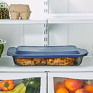 Pyrex Colors (9"x13") Tinted Glass Baking Dish with BPA-Free Lid, Oblong Bakeware Glass Pan For Casserole & Lasagna, Dishwasher, Freezer, Microwave and Pre-Heated Oven Safe, Smoke