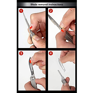 edcfans Titanium Scalpel Folding Pocket Knife, Skinning Knives for Outdoor Hunting, Small Gravity Knife with 10 Replaceable Razor Surgical #24 Carbon Steel Replacement Edge Blades, EDC Keychain Knife