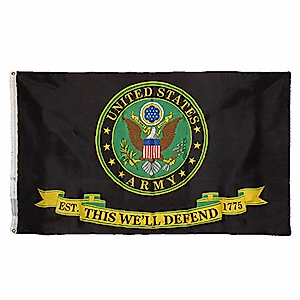 Trade Winds 3x5 U.S. Army Flag This We'll Defend Black Symbol II 150D Poly Flag 3'x5' F1860 Fade Resistant Premium