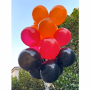JODIDI 100 Pcs 12 Inch Latex Balloons in Black, Orange, and Red - Perfect for Halloween, Graduation, Birthday, Baby Shower Party Decorations