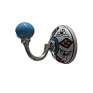 PARIJAT HANDICRAFT Hand Painted Beautifully Multi Colored Ceramic Wall Hook Hanger Key Holder hat Clothes hangings Bath Towel Hook Hanger.