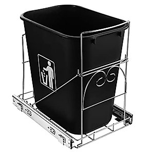 Ormeli Pull Out Trash Can Under Cabinet, Adjustable Garbage SlideOut Shelf for Kitchen, Roll-Out Sliding Rack for Waste Can Under Kitchen Sink/Panty, Trash Can Not Included