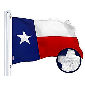 G128 Texas State Flag | 3x5 Ft | StormFlyer Series Embroidered 220GSM Spun Polyester | Embroidered Design, Indoor/Outdoor, Brass Grommets, Heavy Duty, All Weather