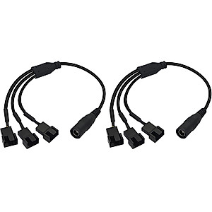 PNGKNYOCN 35cm 5.5x2.1mm DC Plug to 3 x 3 Pin or 4 Pin Computer PC Case Fan Power Splitter Adapter Cable